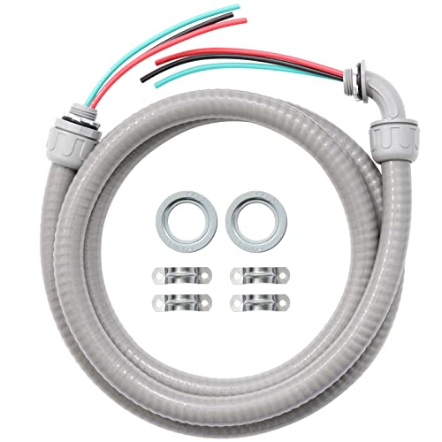 Power Whip Assembly Kit -1/2" x 4ft Non-Metallic Liquid Tight with 10 ...