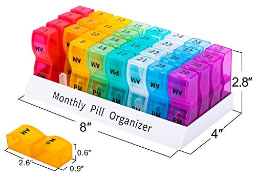 Monthly Pill Organizer 2 Times a Day - AM PM Month Pill Box with 32 ...