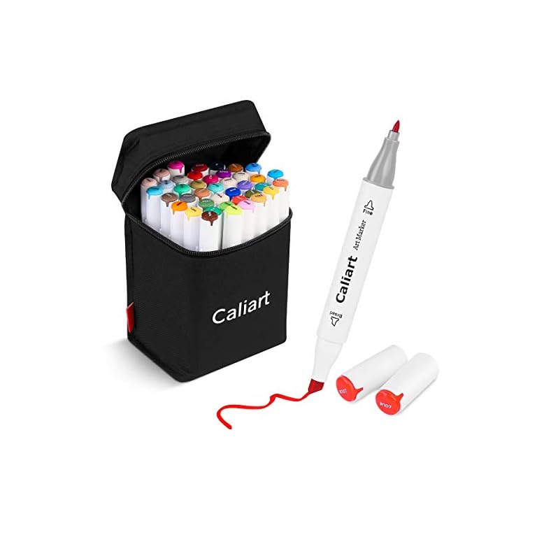 Caliart 41 Colors Dual Tip Art Markers Permanent Alcohol Based Markers ...