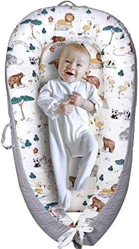 Yoocaa Baby Lounger - Soft 100% Cotton & Fiberfill Breathable Newborn ...