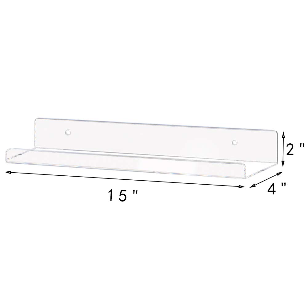 Mua Weiai Clear Acrylic Shelf 15" Invisible Floating Wall Ledge ...