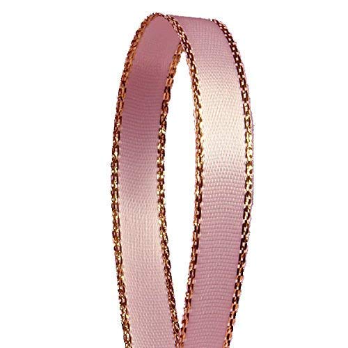 Light Pink Satin Ribbon with Gold Edges, 3/8" X 50Yd | Pricepulse