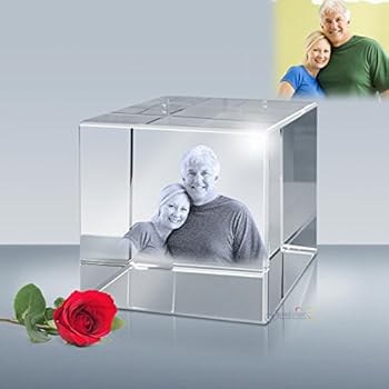 Amazon.com - Personalized Photo Etched Crystal Flat Cube, Engraved ...