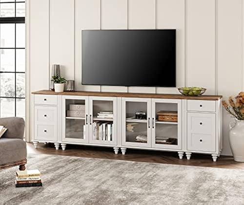 WAMPAT Large TV Stand for 100 Inch TV, LED TV Console Table for 85 90 ...