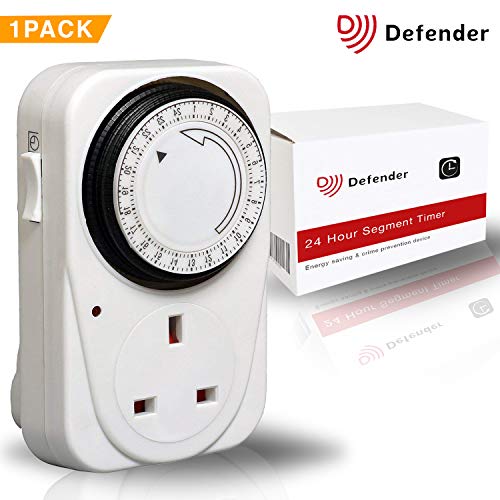 Defender 24 Hour Segment Timer Switch Energy Saver Plug Standard Size Defender 24 Hour Segment Timer Switch Energy Saver Plug Standard Size