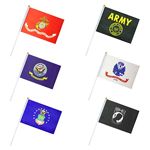 ALEY 48 Pack US Military Armed Forces Army Stick Flag Set Small Mini ...