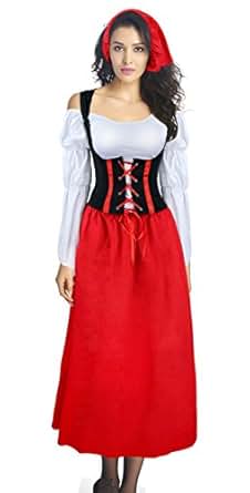 Amazon.com: Kimring Women's Plus Size Renaissance Tavern Maiden Peasant ...