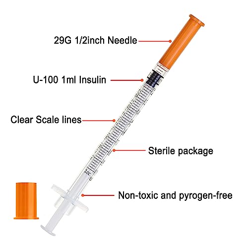 Walmart Insulin Syringes 100-Pack 1ml 29G Syringes With 1/2 Inch ...