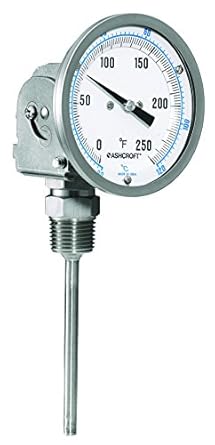 Ashcroft Series EI Stainless Steel Case Bimetal Thermometers, 5" Dial ...