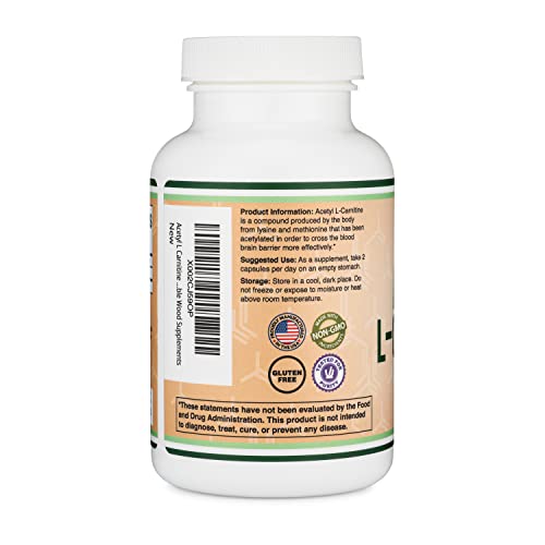 Acetyl L-Carnitine 1,000mg Per Serving, 150 Capsules (ALCAR for Brain ...