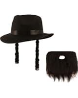 JEWISH RABBI HAT + BEARD + GLASSES FANCY DRESS SET ORTHODOX BLACK HAT ...