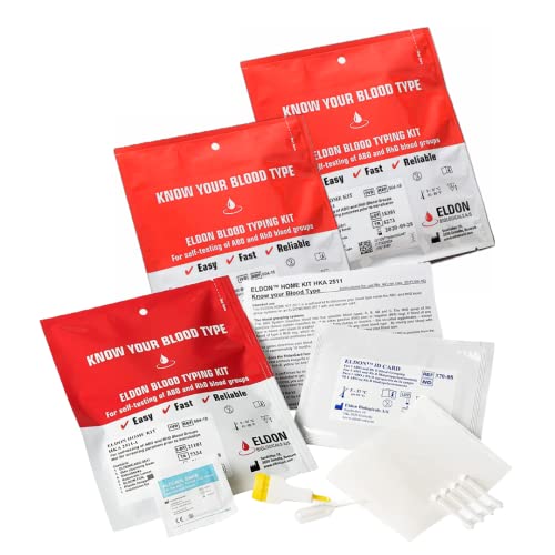 Eldoncard Blood Typing Kit, 3 Tests, Know Your Blood Type, Instant Home ...