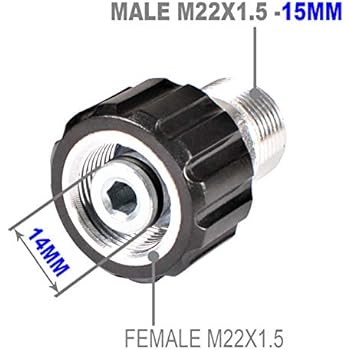 Amazon.com: YAMATIC Pressure Washer Adapter, Metric M22-14mm Female ...