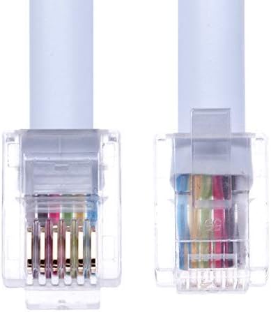 RJ12 to RJ12 Cable 5m 6P6C Flat Extension Lead Phone Cord Telephone Plug Connector Male to Male ...