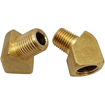 Vis Brass Pipe Fitting, 45 Degree Barstock Street Elbow, 1/4" NPT Female x 1/4" NPT Male (Pack ...