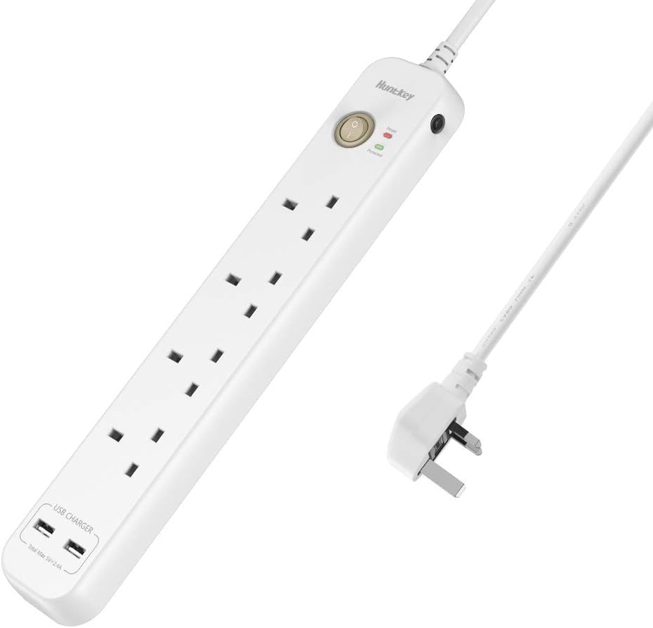 HUNTKEY Extension Lead with USB Ports Surge Protection Power Strip ...