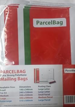 PARCEL BAG POLY /EXTRA STRONG MAILING BAG SIZE LARGE 440 X 580MM PACK ...