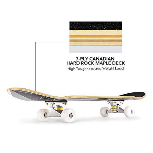seething 31" Standard Skateboards for Beginners, 7 Layer Canadian Maple ...
