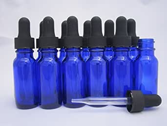 DropperStop 1/2 oz Cobalt Blue Glass Dropper Bottles (15mL) with ...