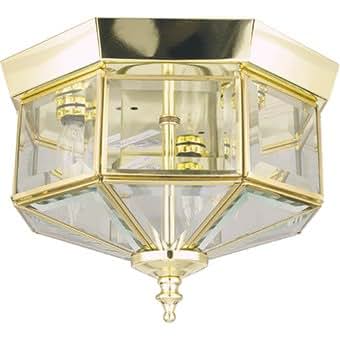 10" Octagon Light Fixture - Polished Brass - Flush Mount Ceiling Light ...