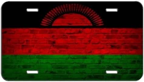 Amazon.com: Malawi Flag Brick Wall Design License Plate: Office Products