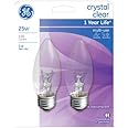 GE 25 Watt B Type Crystal Clear Multi-Use Light Bulbs 170 Lumens 2-Pack ...