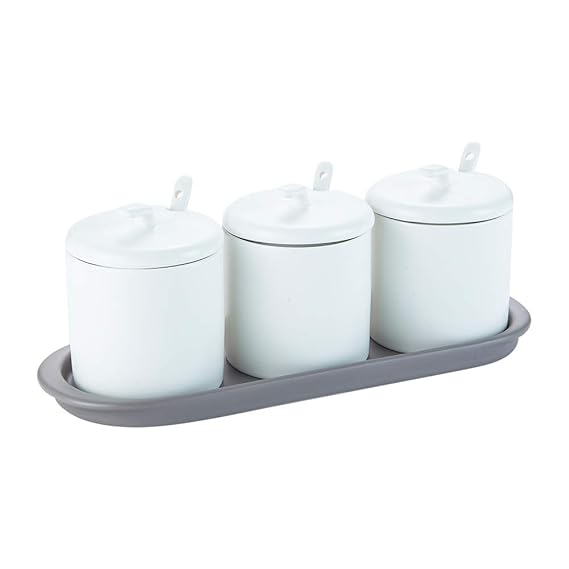 Buy Matte white Ceramic Sugar Bowls Condiment Pots Salt Container Spice ...