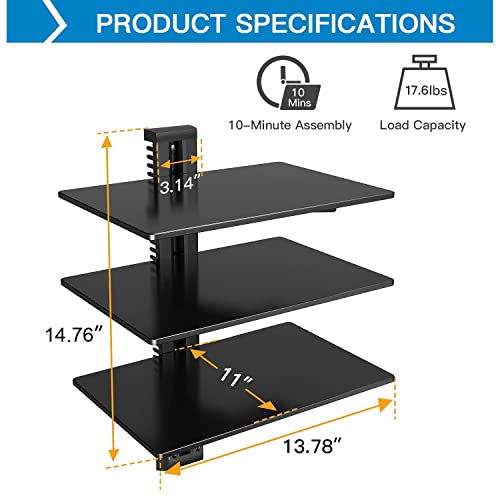 PERLESMITH Floating Wall Mounted Shelf AV Mount Shelf - Holds up to 16 ...