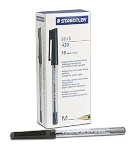 Staedtler Stick 430 M-9 Ballpoint Pen Medium - Black (Box of 10 ...
