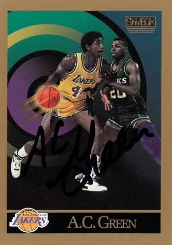 AC Green signed Los Angeles Lakers 1990-91 Skybox Basketball Trading ...