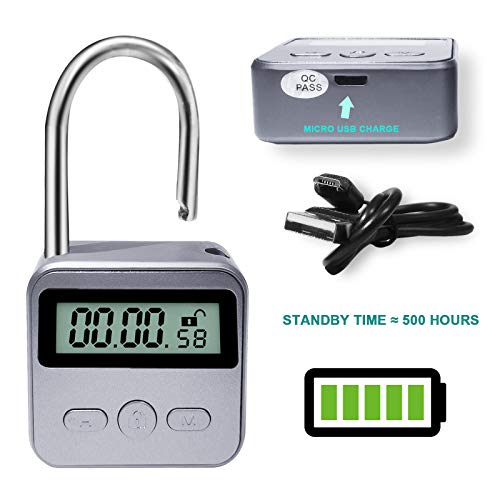 Metal Time Padlock - 99 Hours Max Timing with LCD Display Micro USB ...