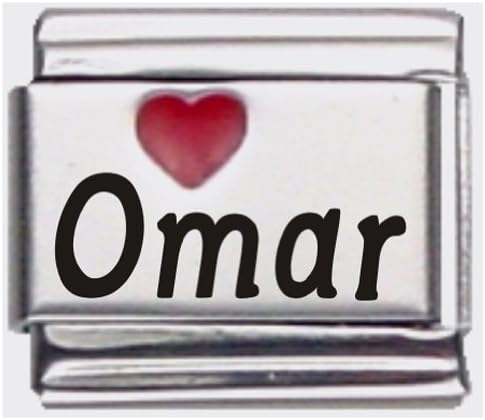 Amazon.com: Omar Red Heart Laser Name Italian Charm Link: Jewelry