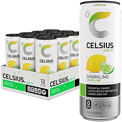 CELSIUS Sparkling Lemon Lime, Functional Essential Energy Drink 12 Fl ...