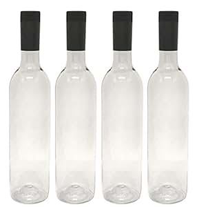 Plastic Wine Bottles & Screw Caps, Clear, 750ml - Pack of 4: Amazon.ca ...