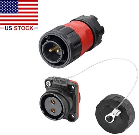 CNLINKO 2 Pin Power Industrial Circular Connector, Male Plug & Female ...