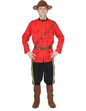 Mens Canadian Mountie Police Red Uniform Outfit Halloween Costume ...