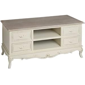 SHABBY CHIC ANTIQUE COTTAGE COUNTRY CREAM TELEVISION TV STAND CABINET ...