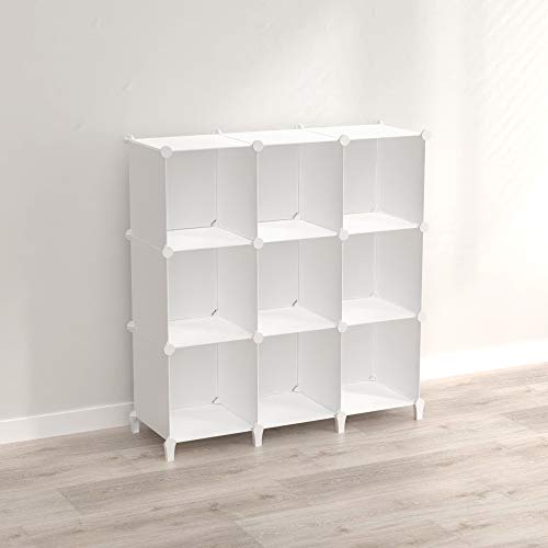 SIMPDIY Storage Modular Cubes 9 Cubes White (93x93x30cm) Plastic ...