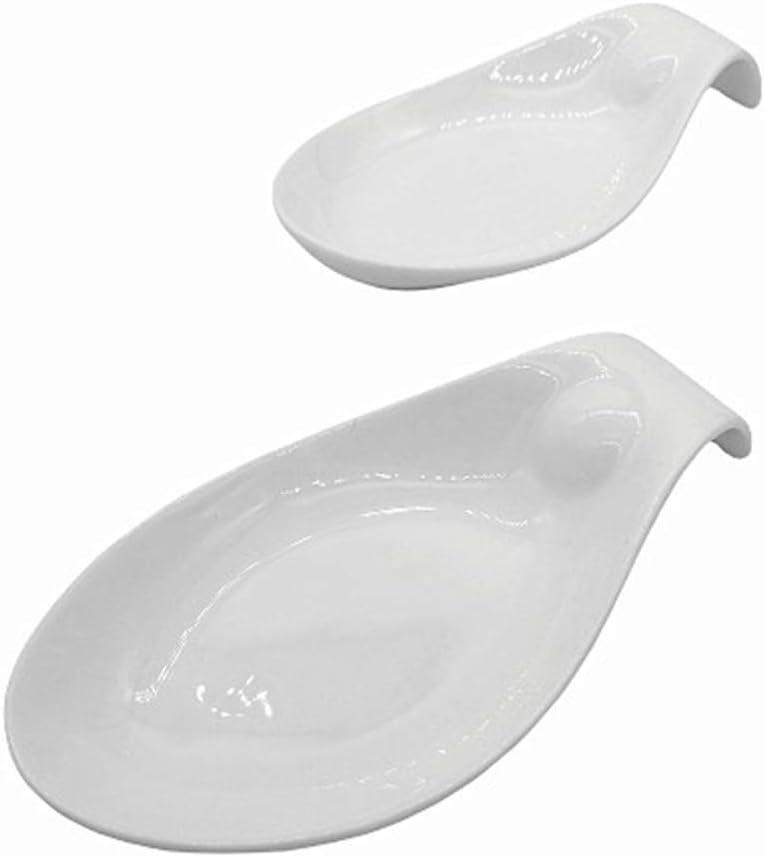 Amazon.com: Spoon Rest Set of 2 Spoon Rest Ceramic Spoon Rest White ...