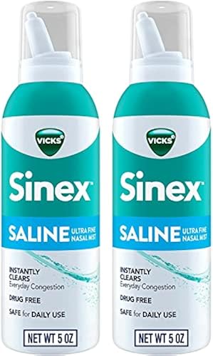 Vicks Sinex Saline Nasal Spray, Drug Free Ultra Fine Mist, Clear ...