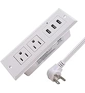 Desk Power Bar with USB Recessed Mounted Desktop Power Strip 2 Outlets ...