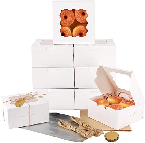 سعر Bakery Box with Window 60packs 6x6x3 White Cookie Boxes Pastry Box ...