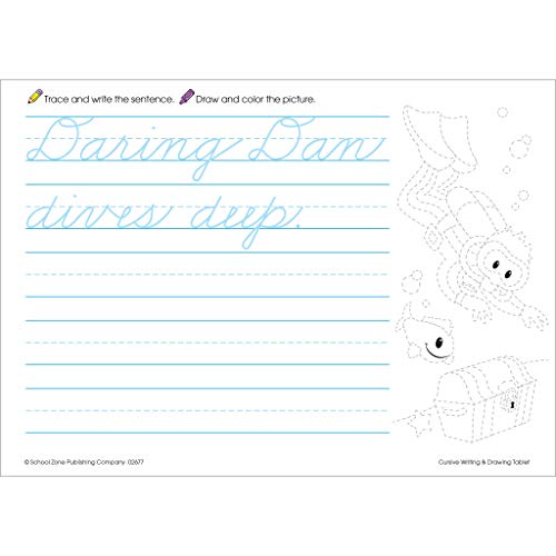 School Zone - Cursive Writing & Drawing Tablet Workbook - 96 Pages ...