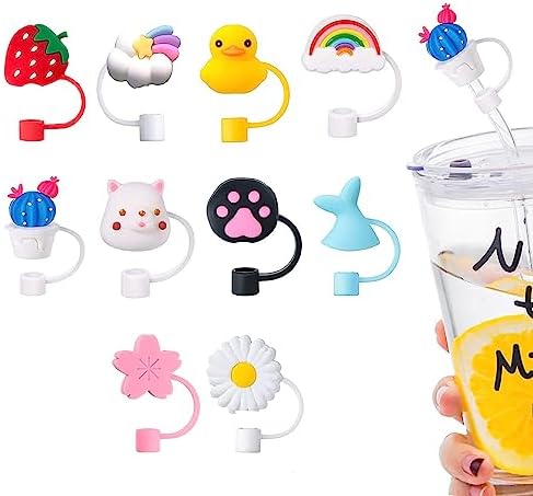 TERRIFI Reusable Silicone Straw Tips Cover, 10Pack Silicone Straw Tip ...