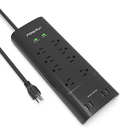 POWRUI 8-Outlet Surge Protector Power Strip with 4 USB Charging Ports ...