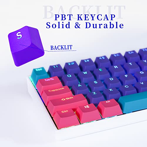 CJXSP PBT 61 Keycaps 60 Percent, Gaming Keycaps OEM Profile Backlit ...