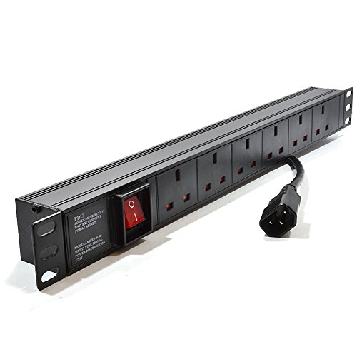 kenable Power Distribution Unit 6 Way UK 19 Horizontal Rack PDU C14 Plug 1.8m (~6 feet) in ...