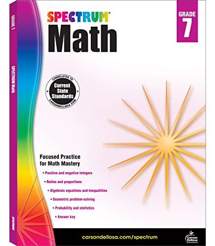 Spectrum 7th Grade Math Workbooks, Algebra, Geometry, Probability ...