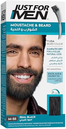 JUST FOR MEN Moustache & Beard Dye, Men's Facial Hair Colour, M55 - Real Black price in UAE ...