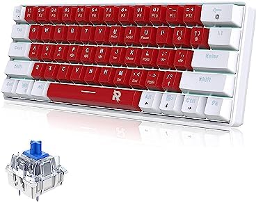 ROCK POW Wired Mechanical Gaming Keyboard, LED Backlit 61 Keys Small ...